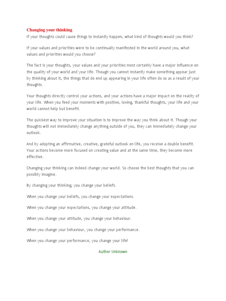 Changing Your Thinking | PDF | Career & Growth | Self-Improvement