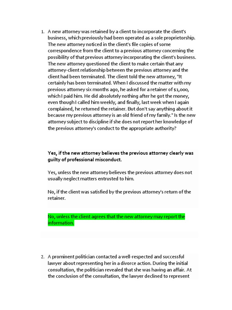 MPRE Practice Questions | PDF | Lawyer | Confidentiality