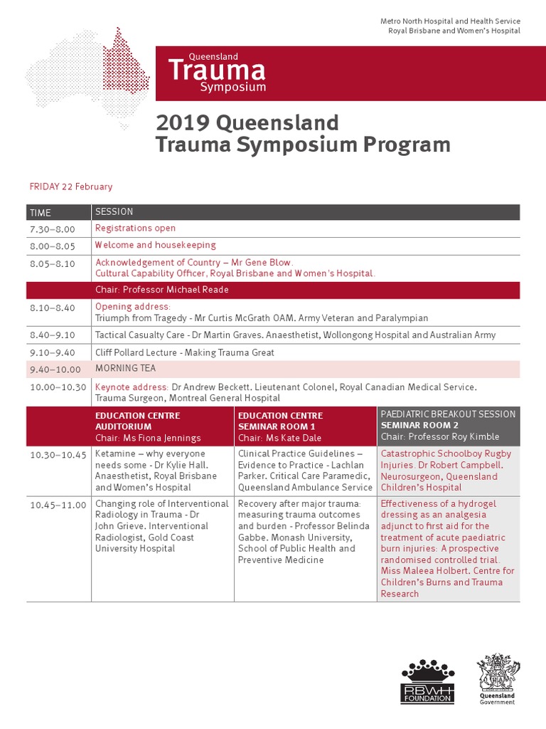 Trauma Symposium Program 2019 | PDF | Emergency Medical Services | Hospital