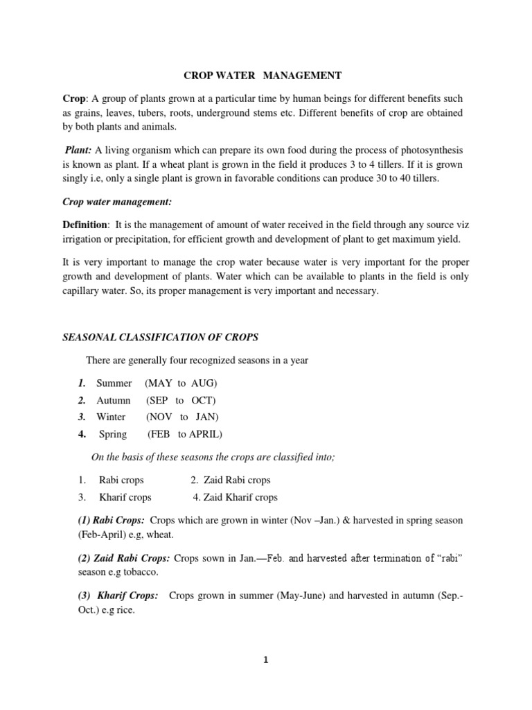 Crop Water Management-Latest | PDF | Properties Of Water | Punjab