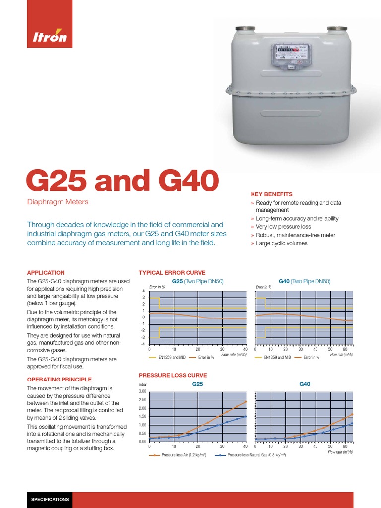G25 and G40 - Diaphragm Meters | PDF | Flow Measurement | Gases