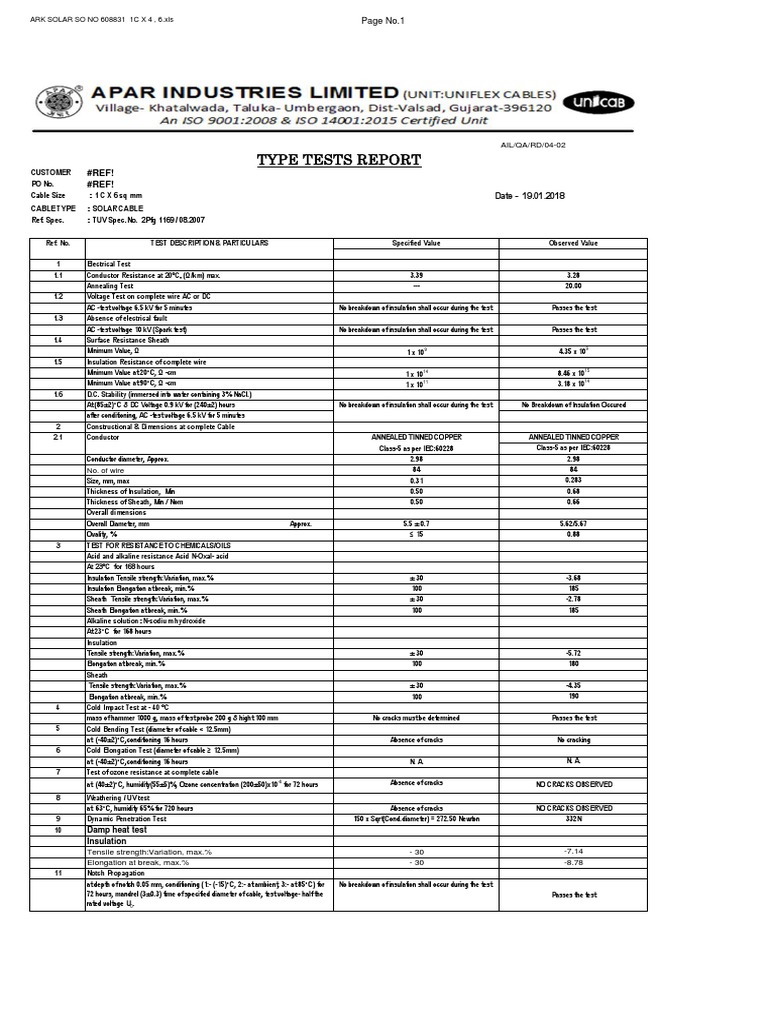 Type Tests Report: #REF! #REF! | PDF | Insulator (Electricity ...