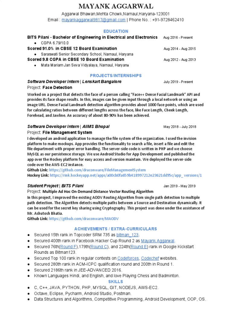 Resume PDF | PDF | Routing | Software Engineering