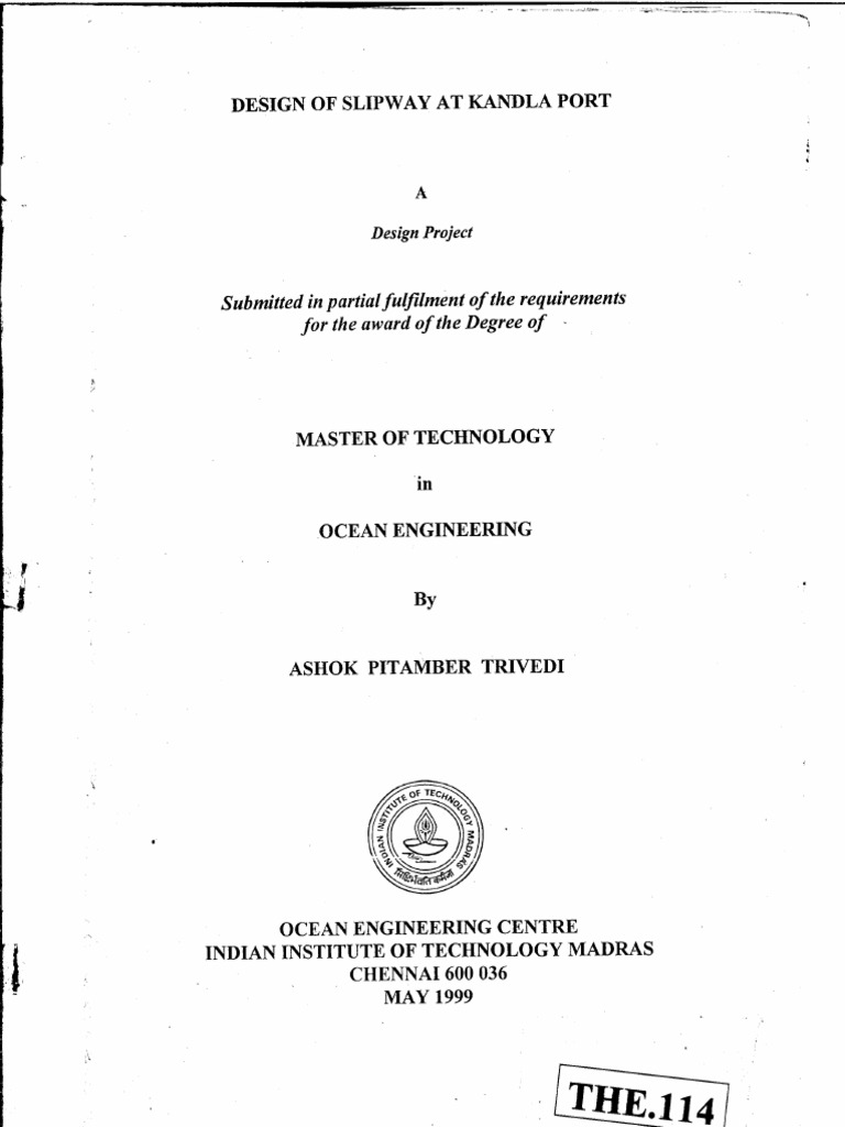 Thesis - 114 - Design of Slipway at Kandla Port - 05.08.14 PDF | PDF