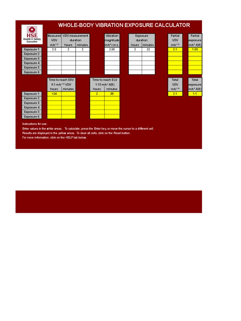 Whole-Body Vibration Exposure Calculator | PDF