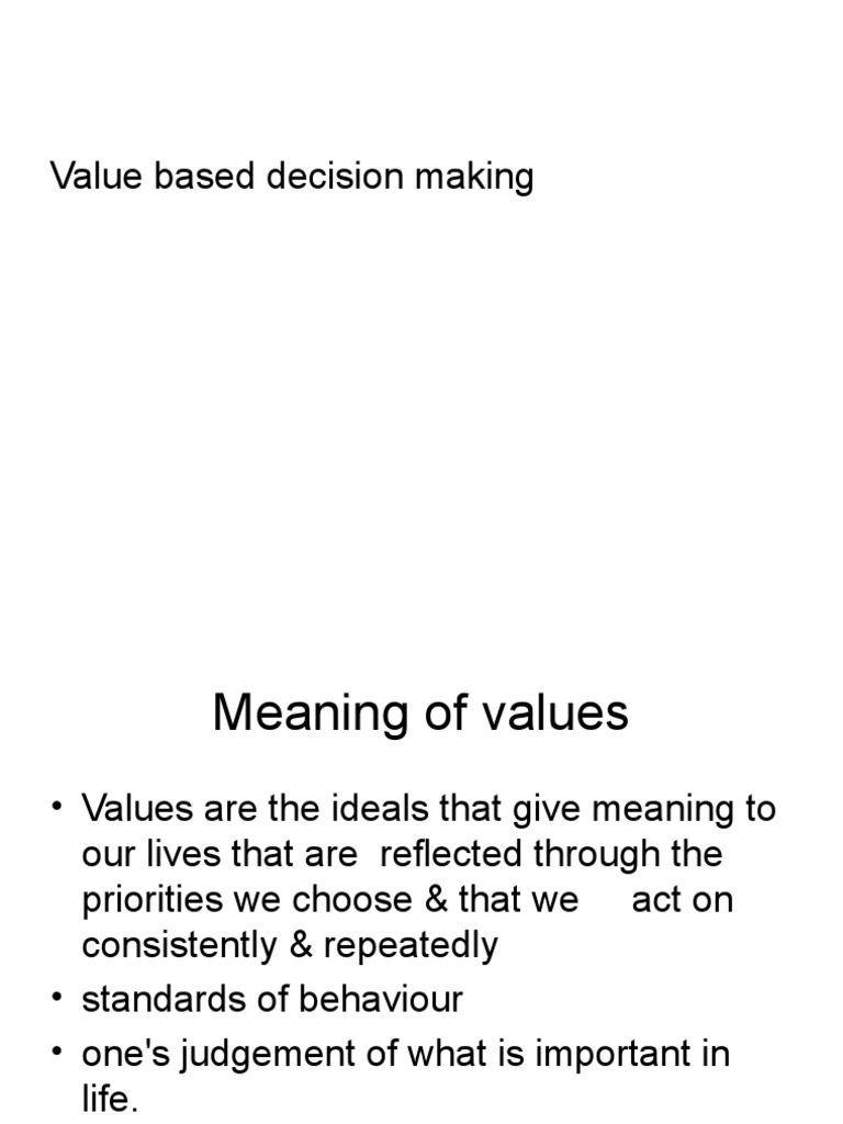 Values Based Decision Making Guide | PDF | Waste | Peace