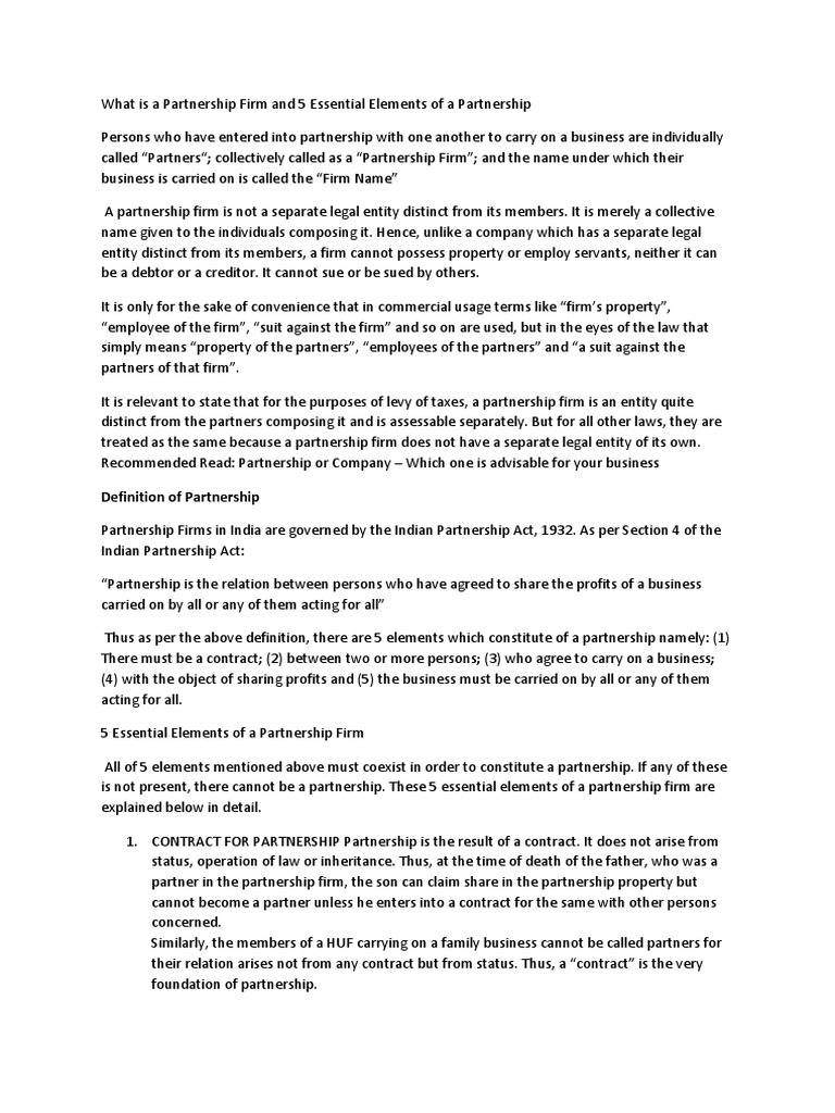 What Is A Partnership Firm and 5 Essential Elements of A Partnership ...