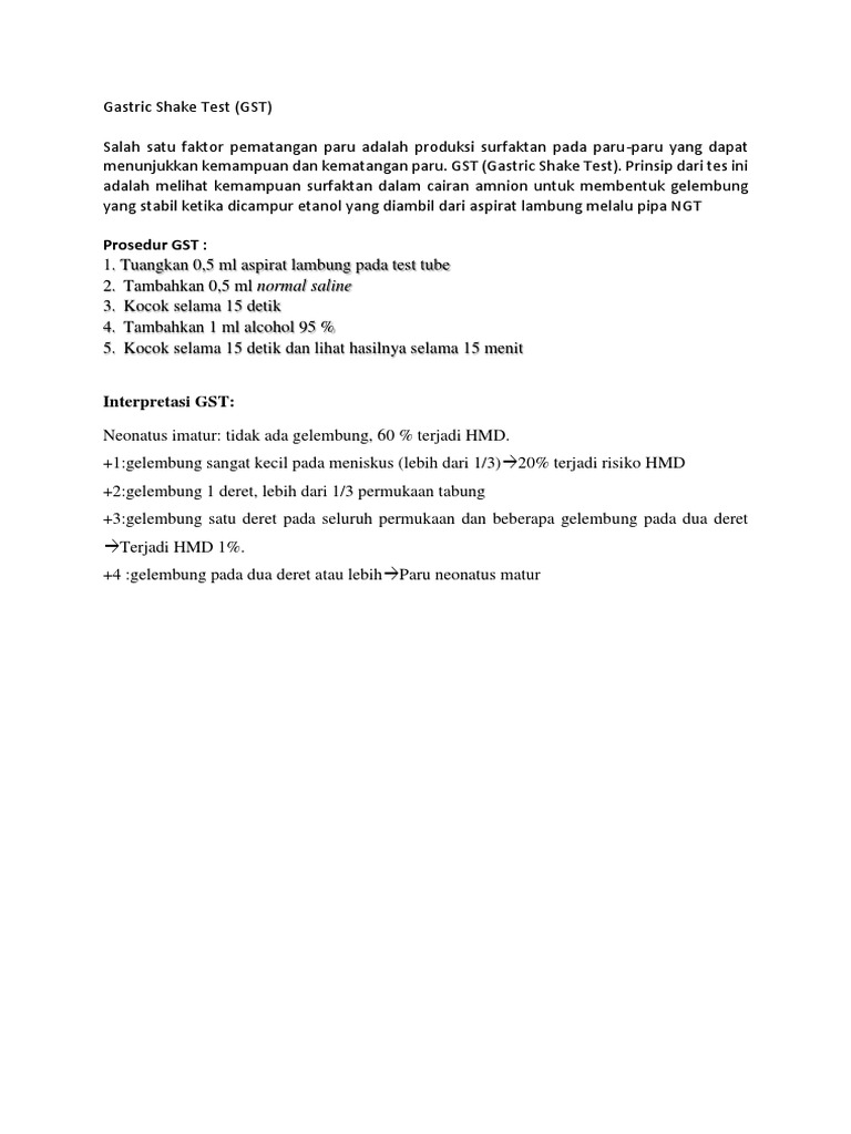 Gastric Shake Test | PDF