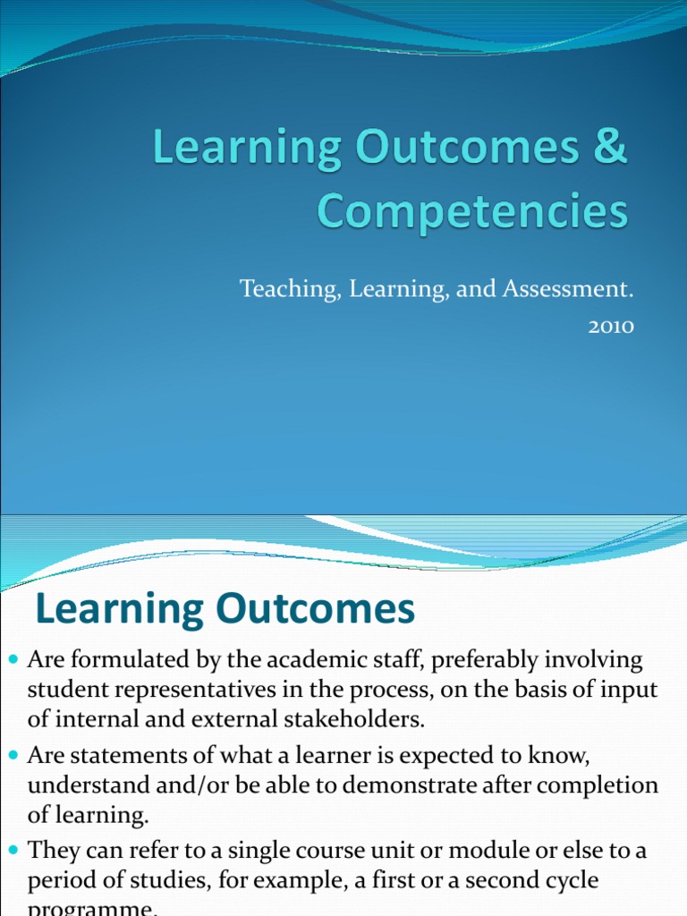 Learning Outcomes | PDF | Skill | Learning