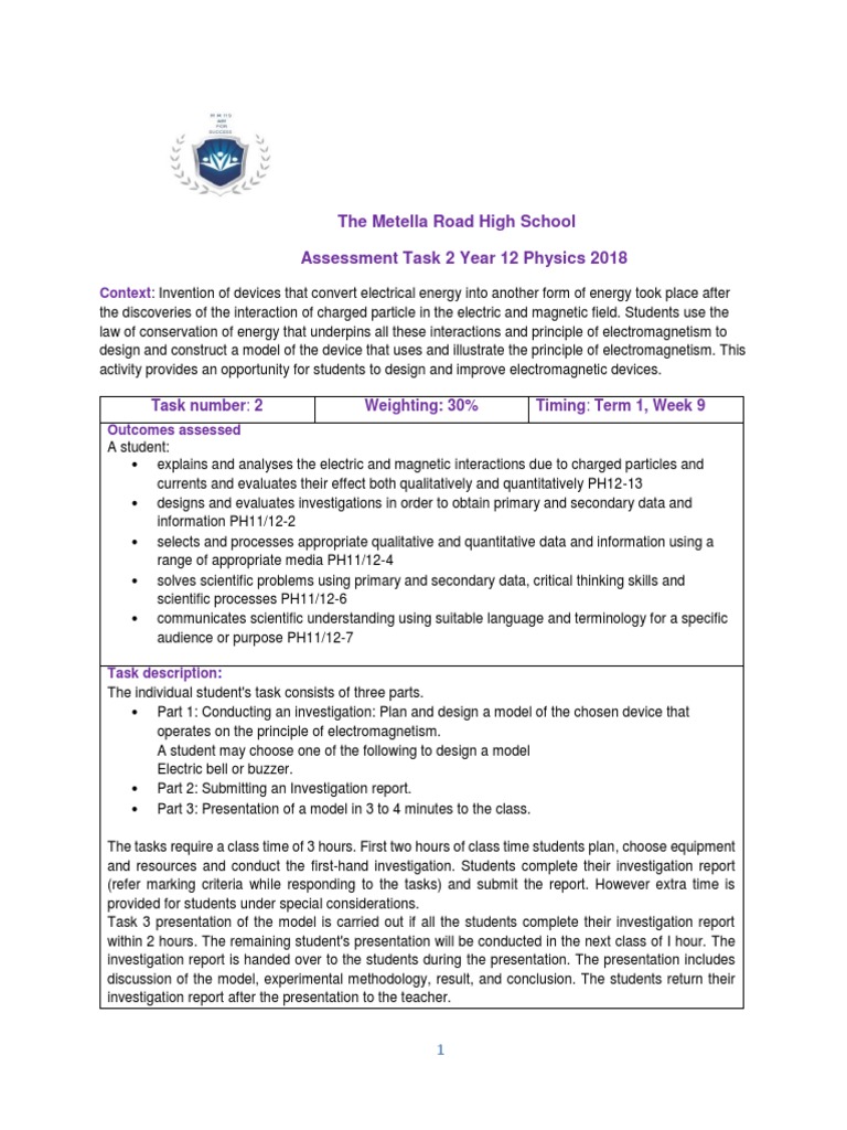 Physics 2a Assessment 2 | PDF | Educational Assessment | Teachers