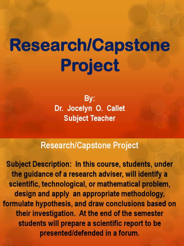 1 Research - Capstone Project Presentation | PDF | Theory | Science
