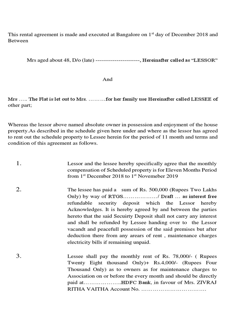 Rental Agreement Draft | PDF | Lease | Real Estate Law