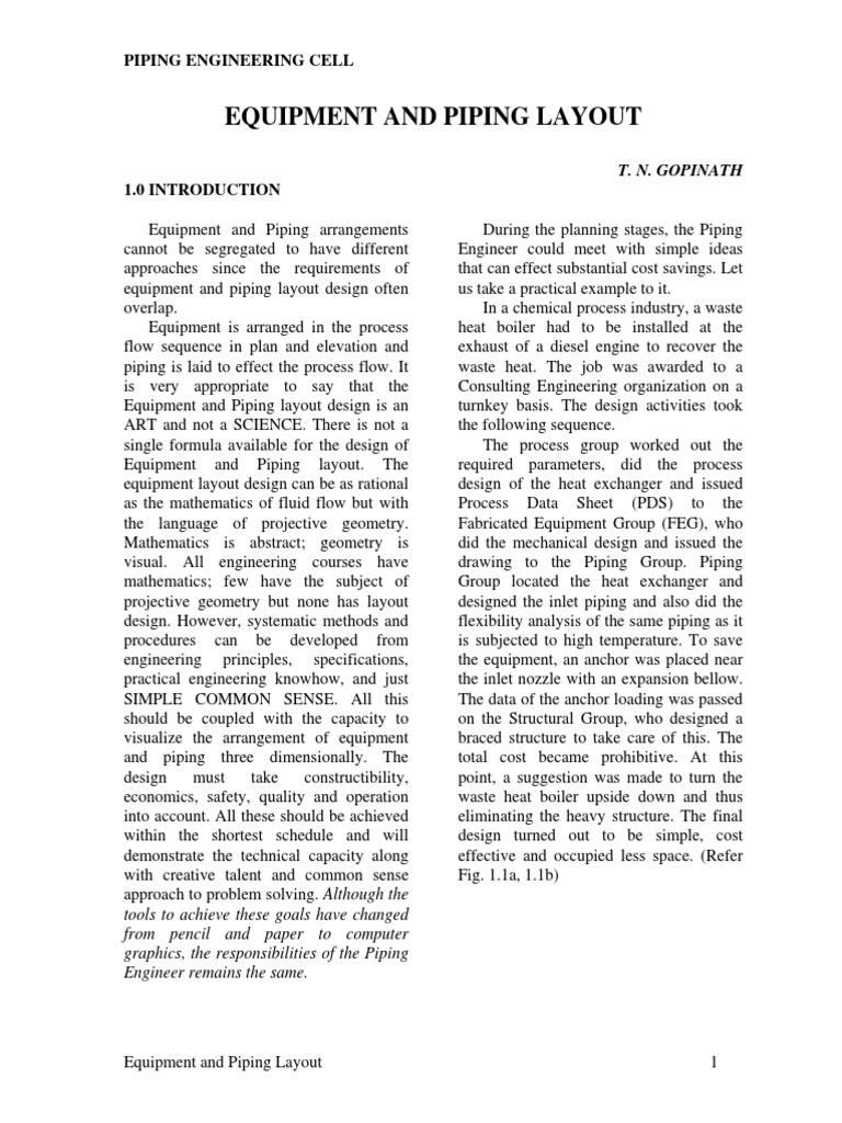 Equipment and Piping Layout | PDF | Design | Pipe (Fluid Conveyance)