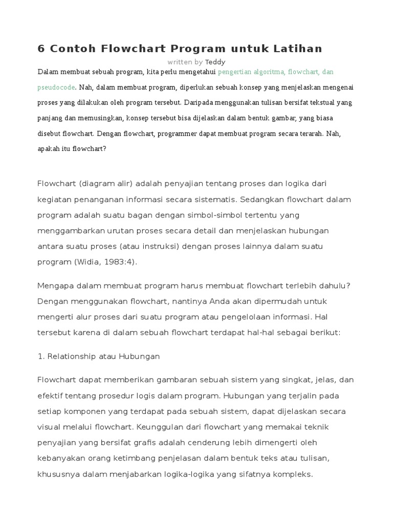 6 Contoh Flowchart Program Untuk Latihan | PDF