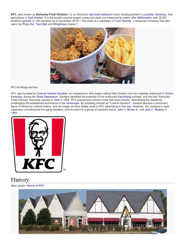 History: KFC, Also Known As Kentucky Fried Chicken | PDF | Fast Food ...