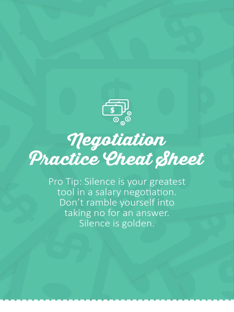 Negotiation Practice Cheat Sheet | Download Free PDF | Negotiation | Salary