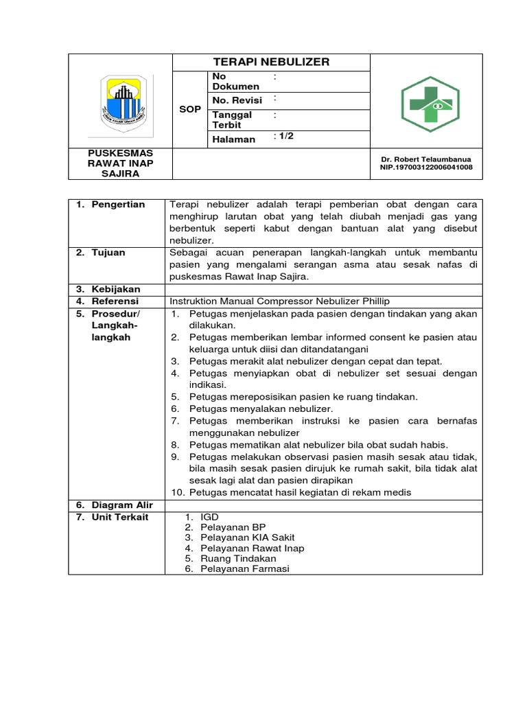 Sop Terapi Nebulizer | PDF