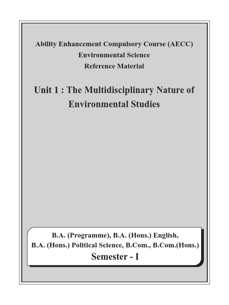 Evs Book Unit 1 Combine | PDF | Sustainability | Environmentalism