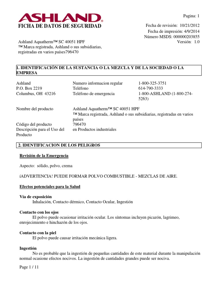Aquatherm Sc-40051 HPF Spanish | PDF | Polvo | Toxicidad