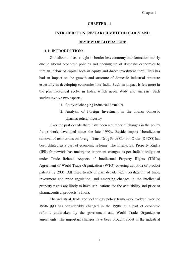 Chapter - 1 Introduction, Research Methodology and Review of Literature ...
