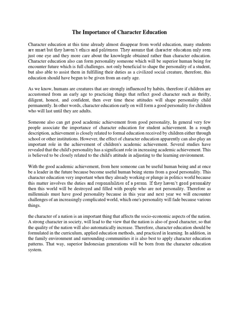 The Importance of Character Education | PDF | Human | Learning