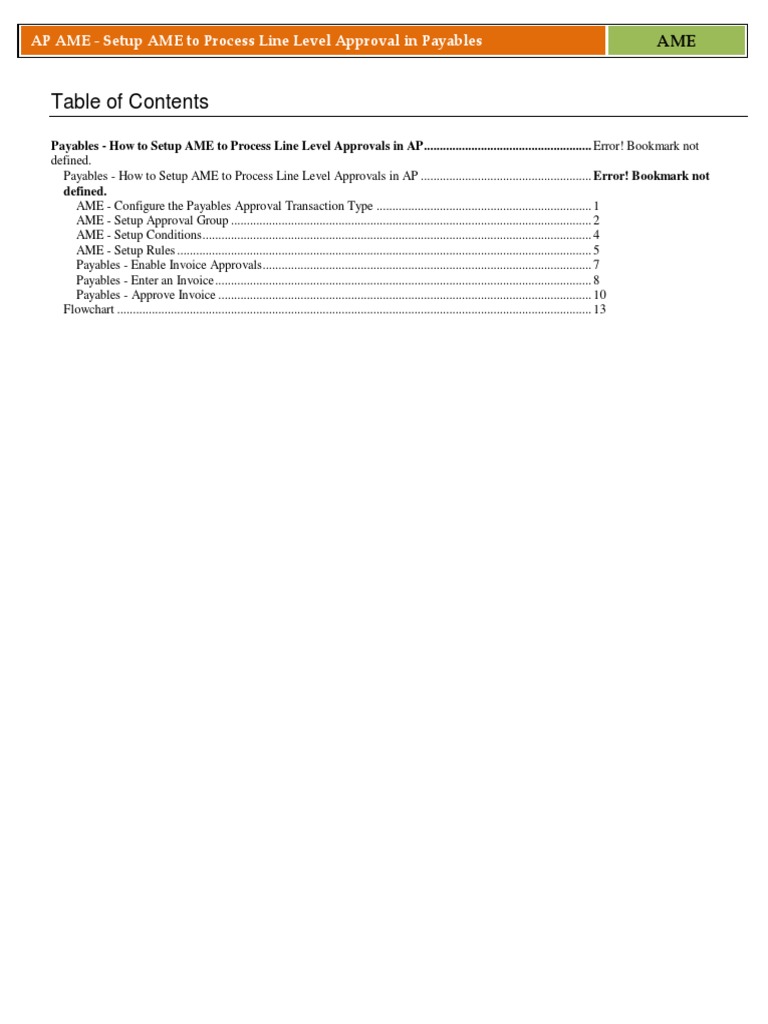 AME Setup for Line Level Approval in AP | PDF | Accounts Payable ...