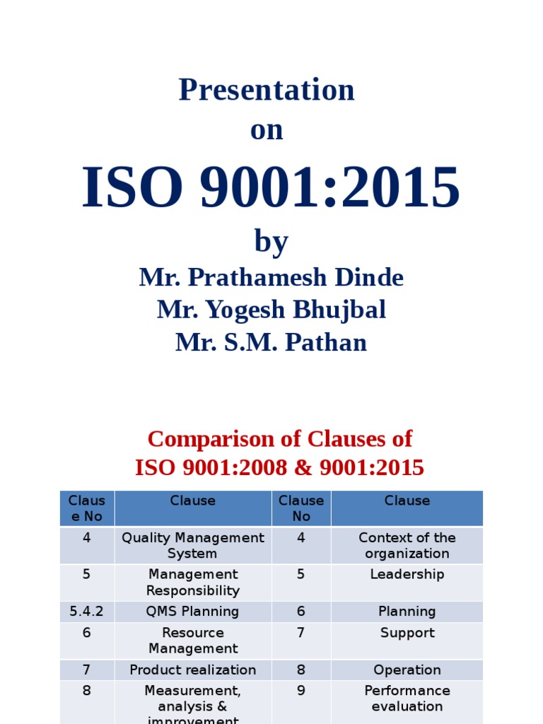 An Overview of the Key Changes between ISO 9001:2008 and ISO 9001:2015 ...