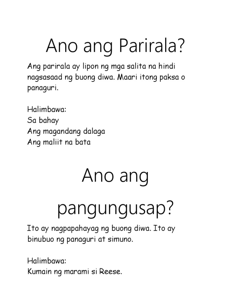 Parirala at Pangungusap | PDF