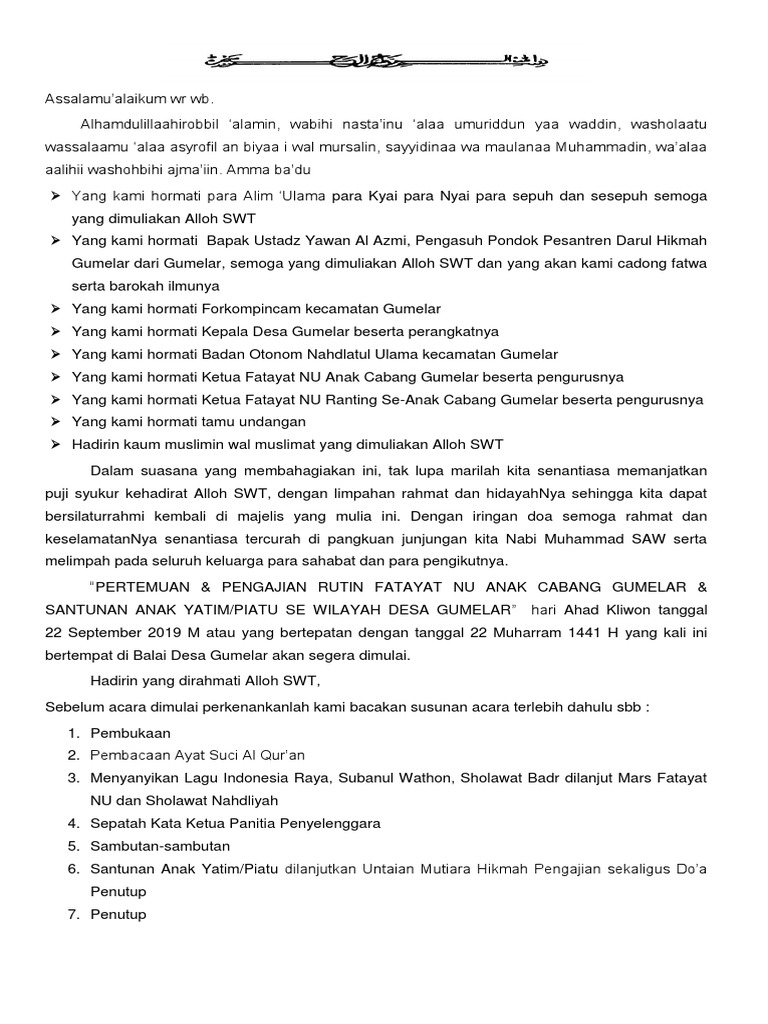 Susunan Acara Contoh | PDF