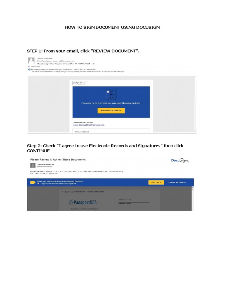 Instructions How To Sign Using Docusign | PDF
