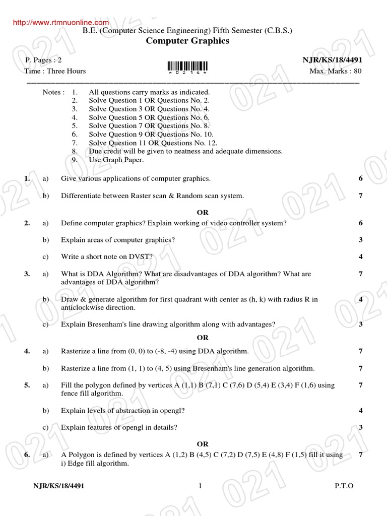 Computer Graphics: B.E. (Computer Science Engineering) Fifth Semester ...