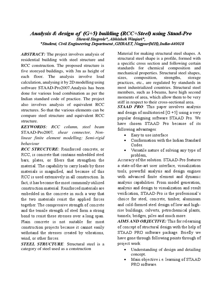 Analysis and Design of a Five Storey Residential Building Using STAAD ...