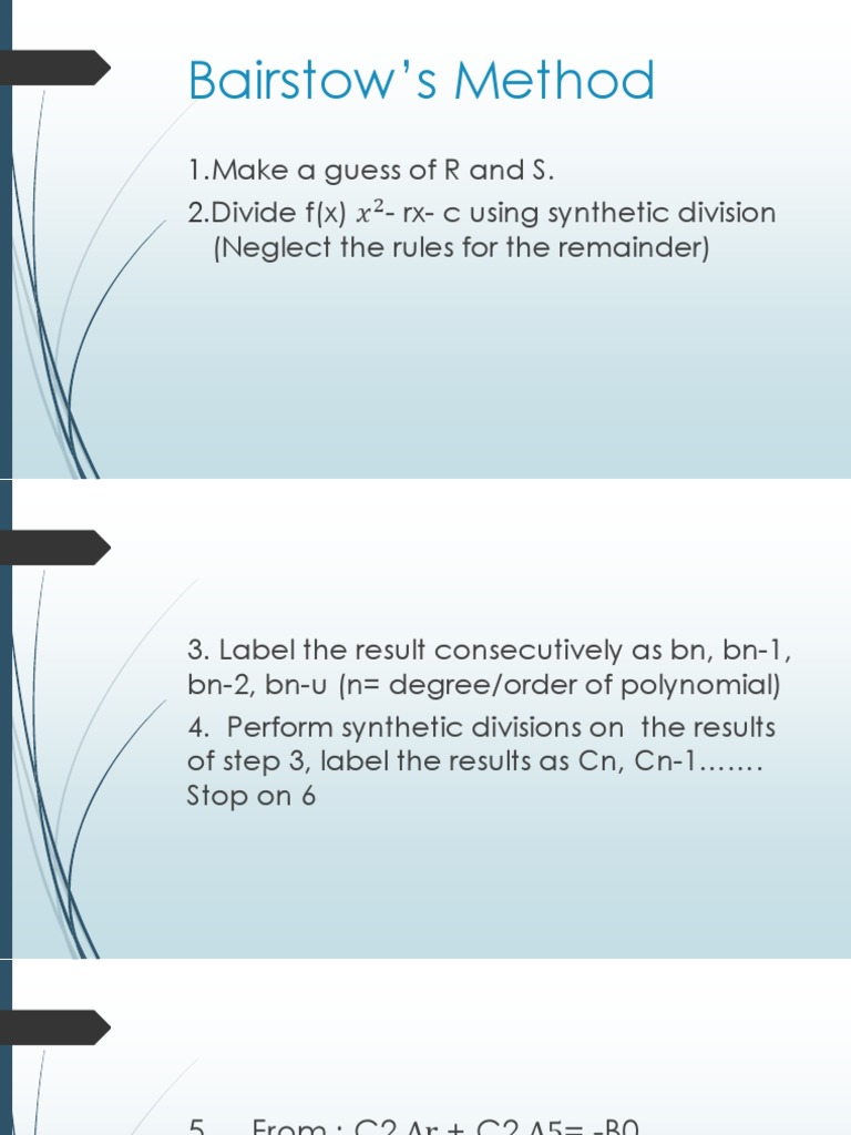 Bairstow Method | PDF | Teaching Methods & Materials