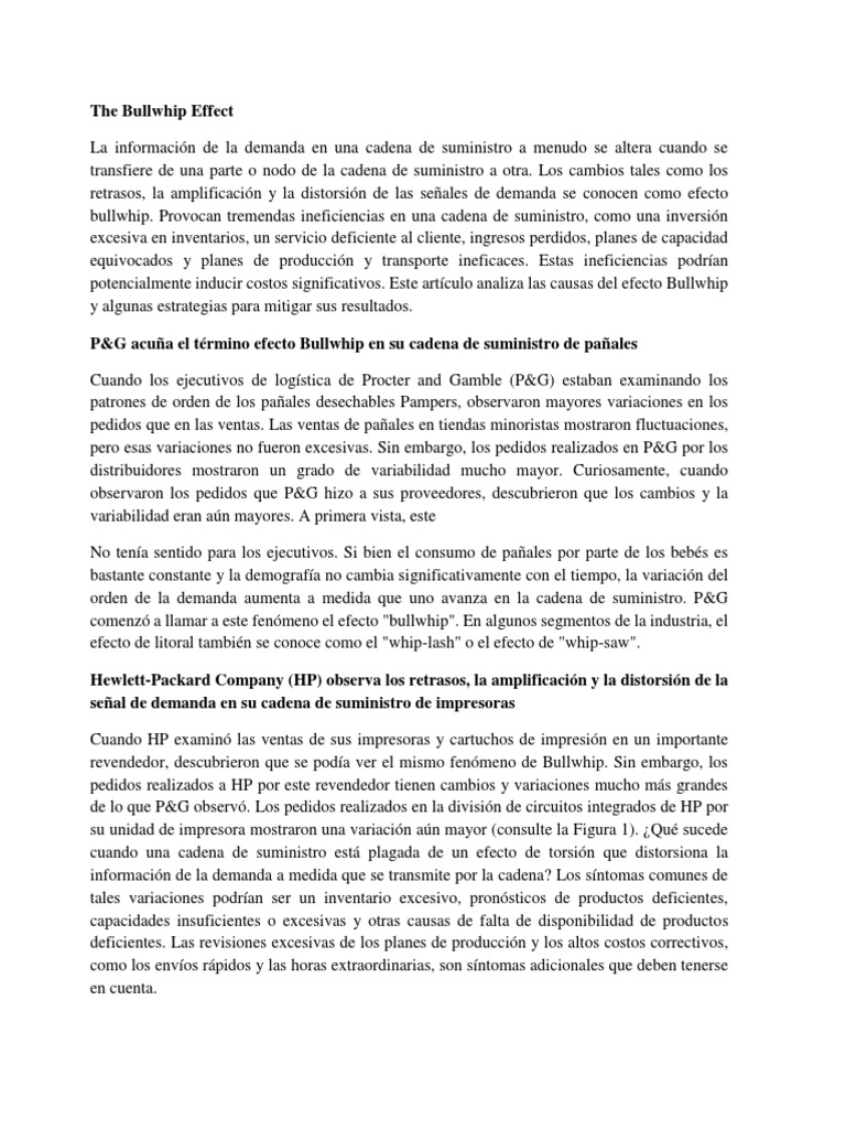 The Bullwhip Effect (Efecto Latigo) | PDF | Procter & Gamble | Inventario