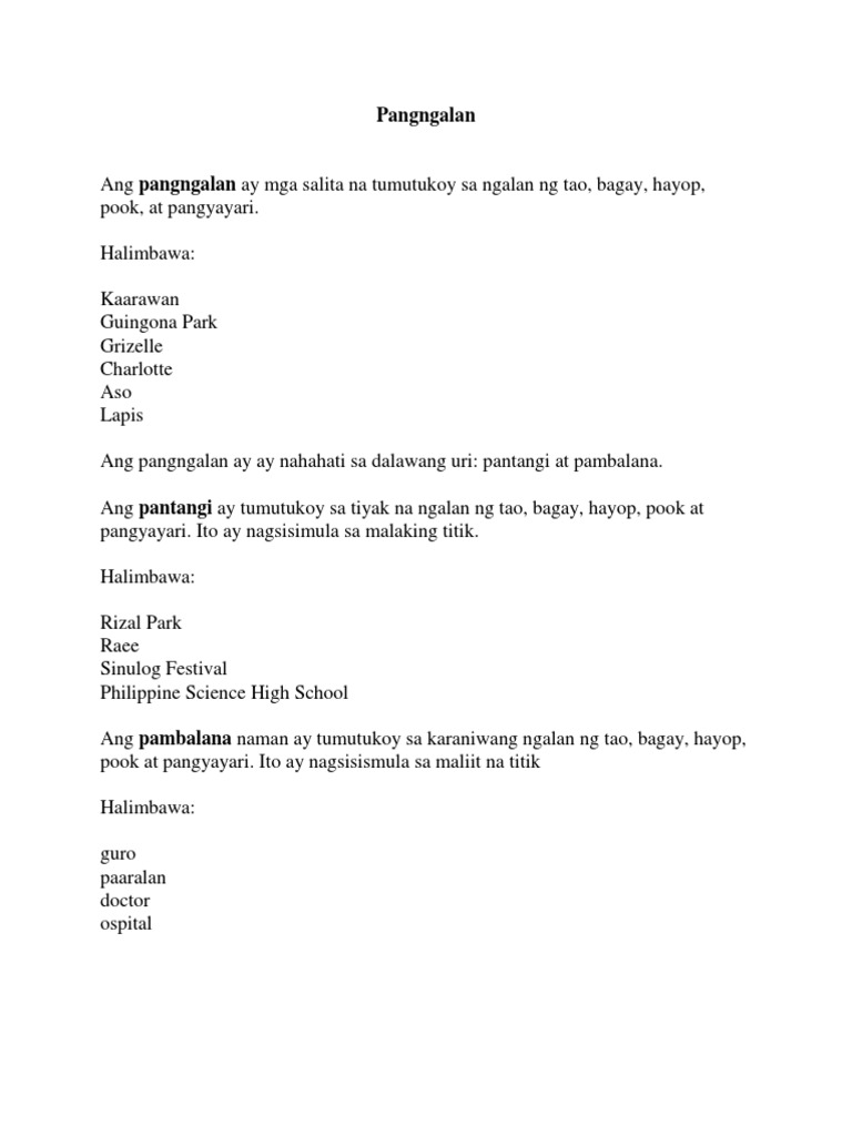 Pangngalan | PDF