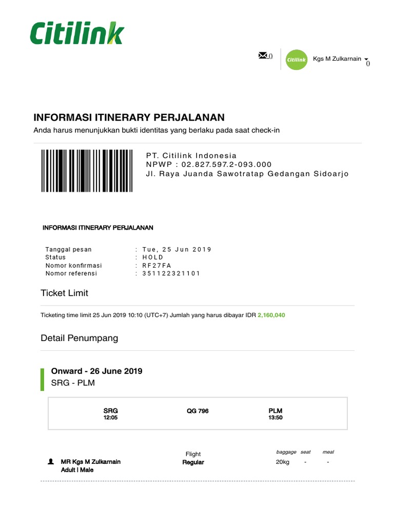 Booking Payment - Citilink Indonesia | PDF | Airlines | Indonesia