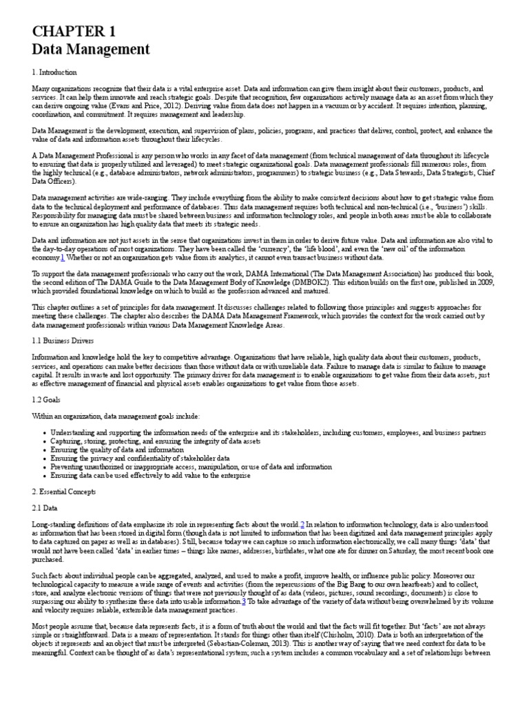 001 Chapter1 DataManagement | Download Free PDF | Data Quality | Strategic Management