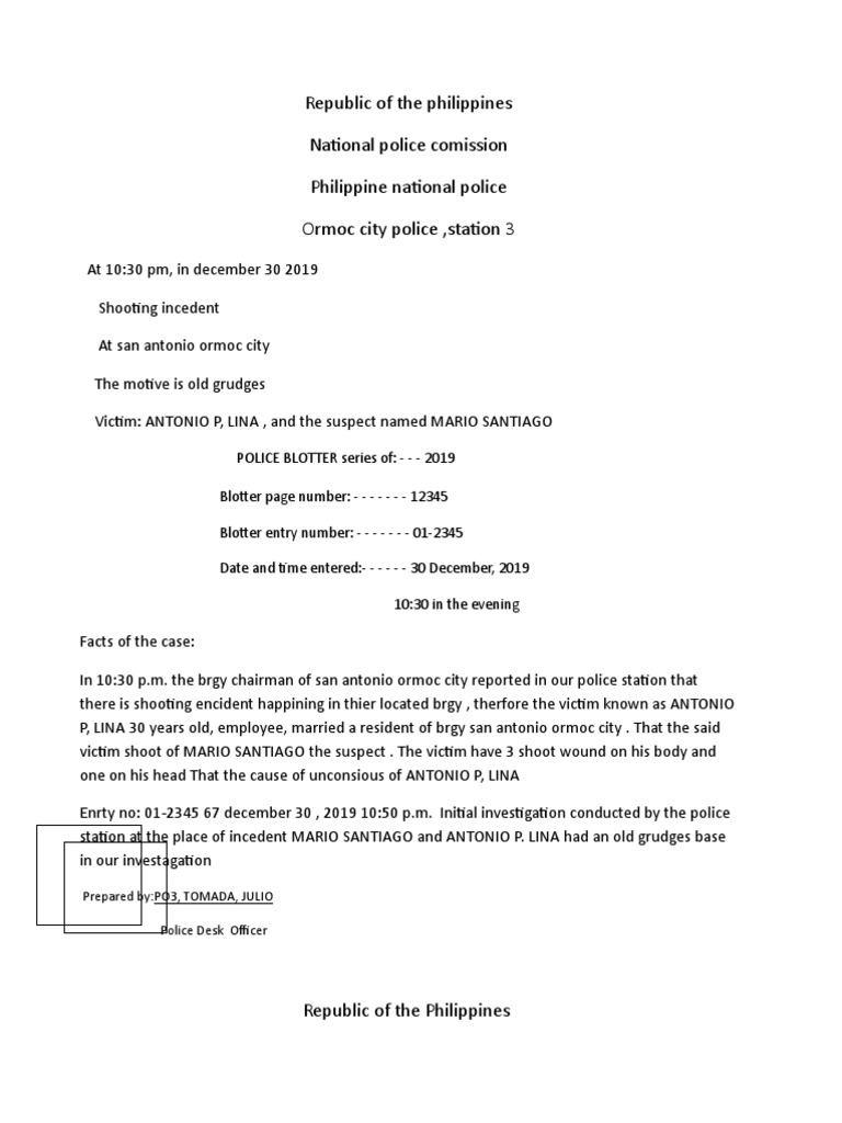 Blotter Report | PDF | Crime Scene | Criminal Justice