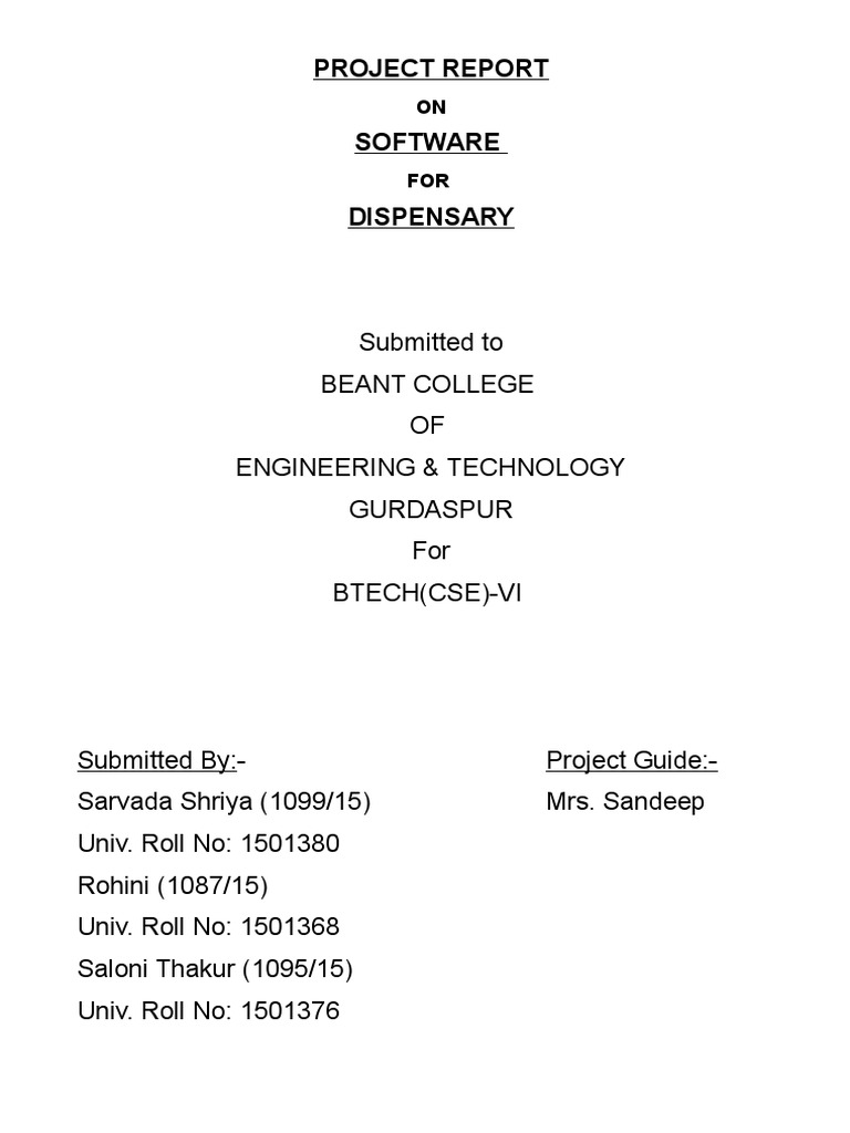 Synopsis Java Project Dispensary | PDF | Java Virtual Machine ...