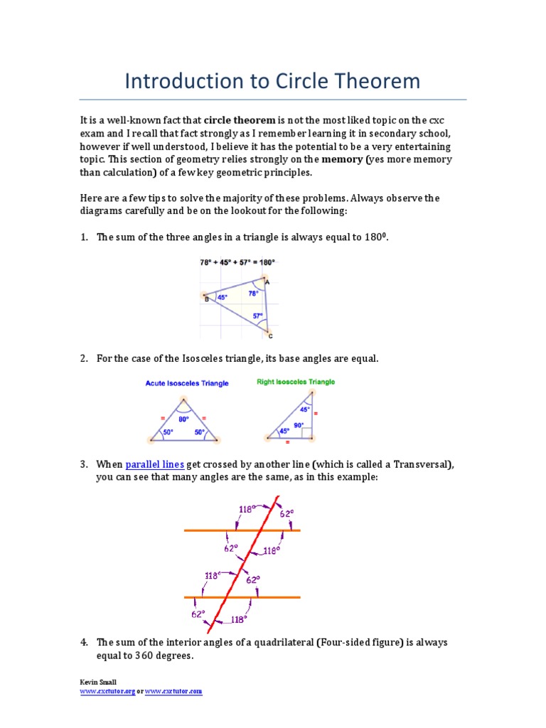 Introduction To Circle Theorem: Parallel Lines | PDF | Circle ...