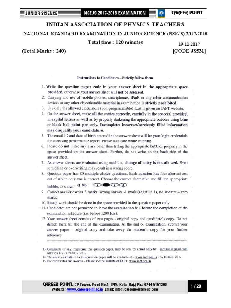 NSEJS IJSO Paper Solution 19 11 2017 PDF | PDF | Sodium Hydroxide ...