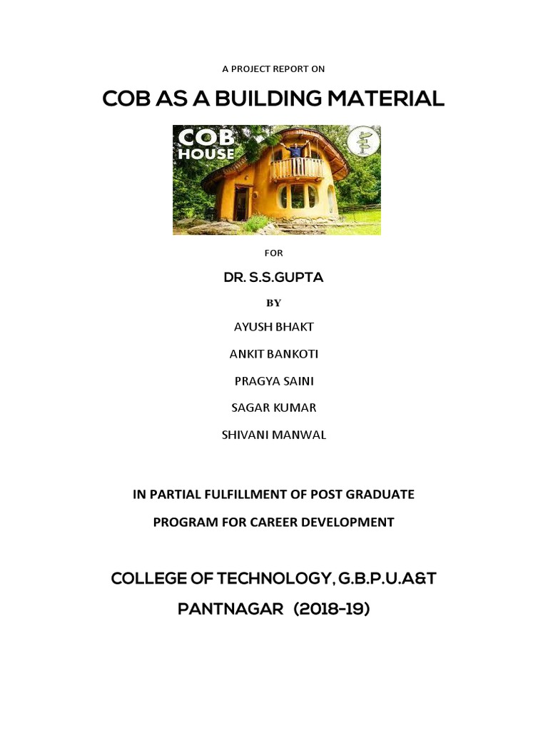 Cob Project Report | PDF | Building Materials | Clay