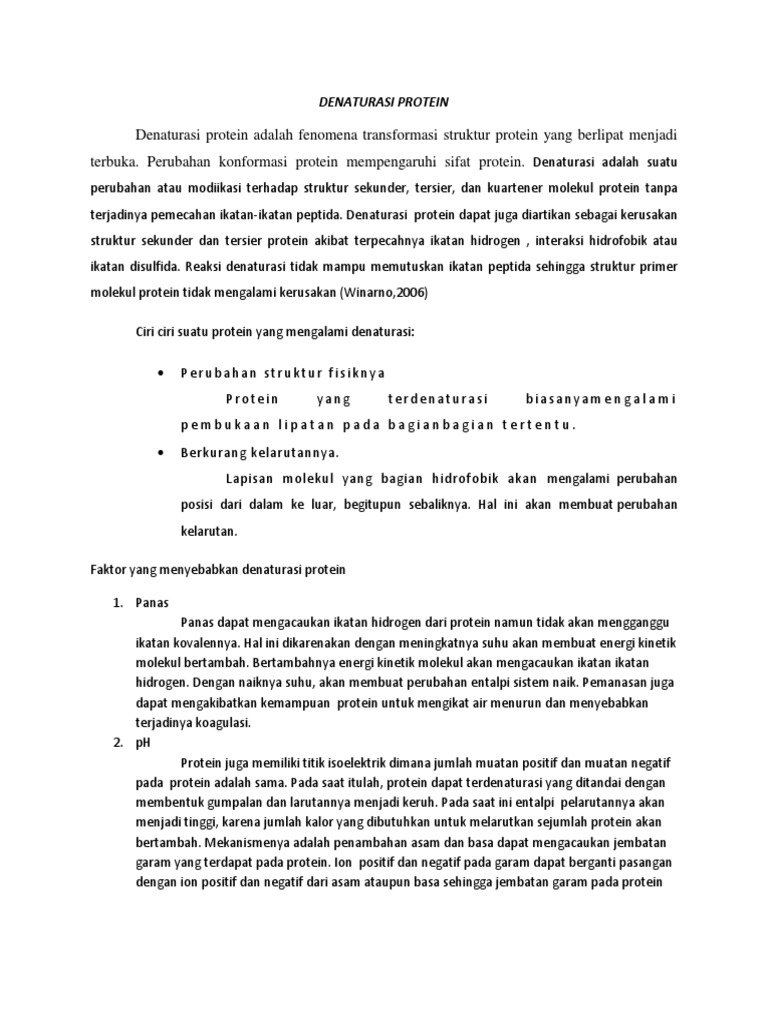 Denaturasi Protein | PDF