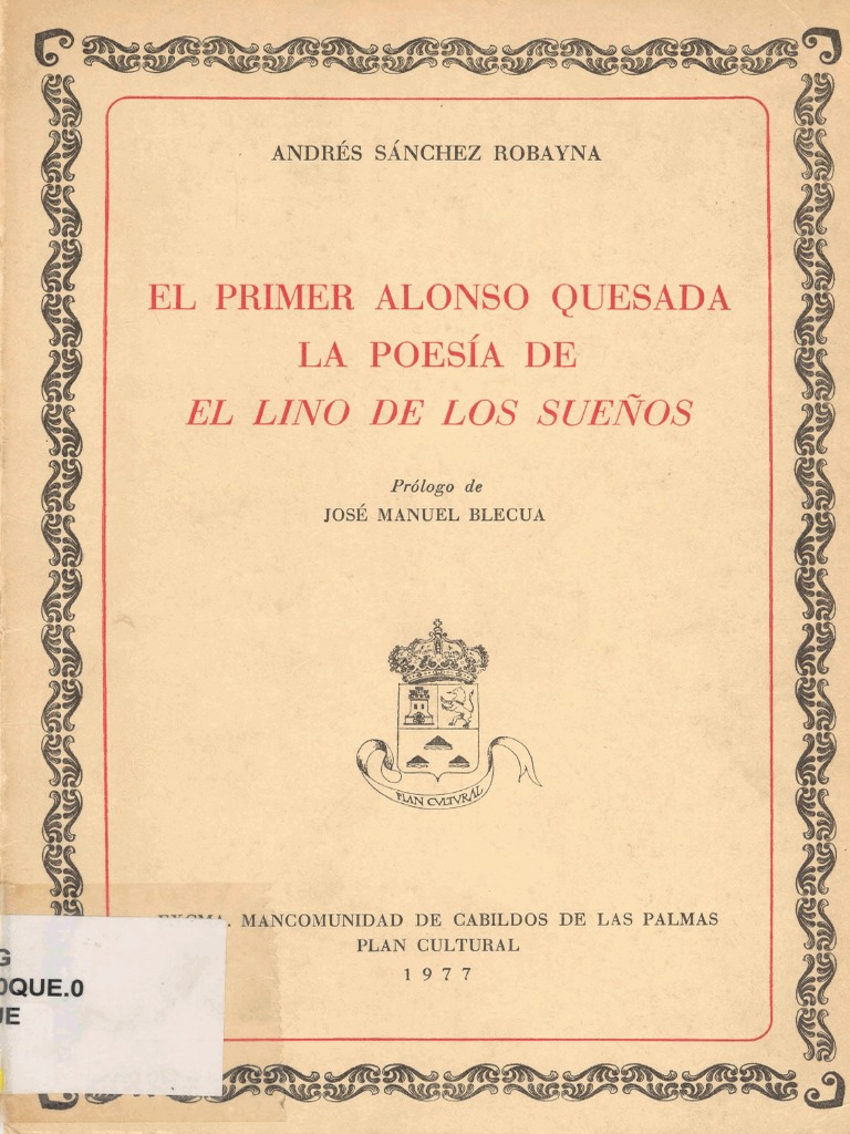 El Primer Alonso Quesada, de Andrés Sánchez Robayna | PDF | Poesía ...