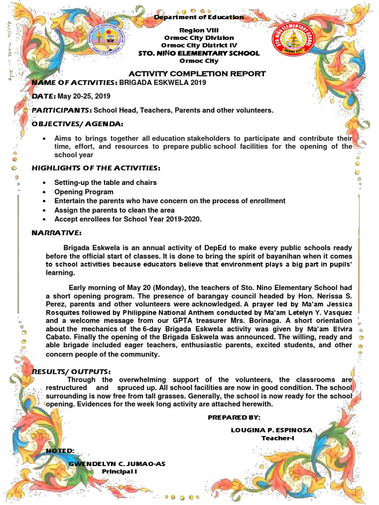 Name of Activities: Date: Participants: Objectives/ Agenda: Activity ...