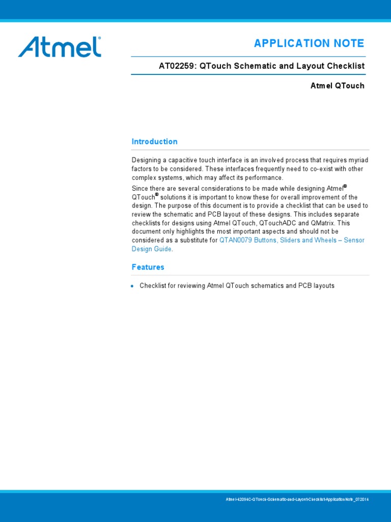 Atmel 42094 Qtouch Schematic and Layout Checklist Applicationnote ...