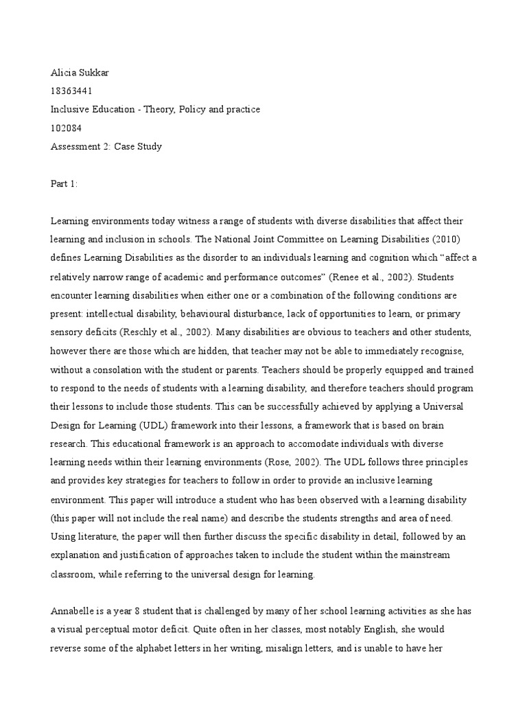 Case Study Ie | PDF | Learning Disability | Applied Psychology