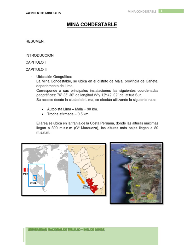 Mina Condestable | PDF | Andes | Minerales