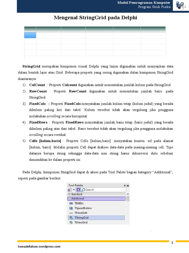 Mengenal StringGrid Pada Delphi | PDF