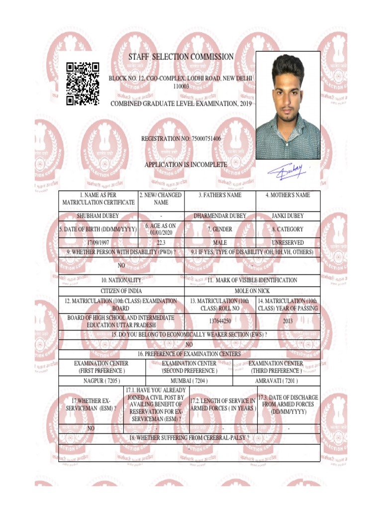 Staff Selection Commission: Combined Graduate Level Examination, 2019 ...